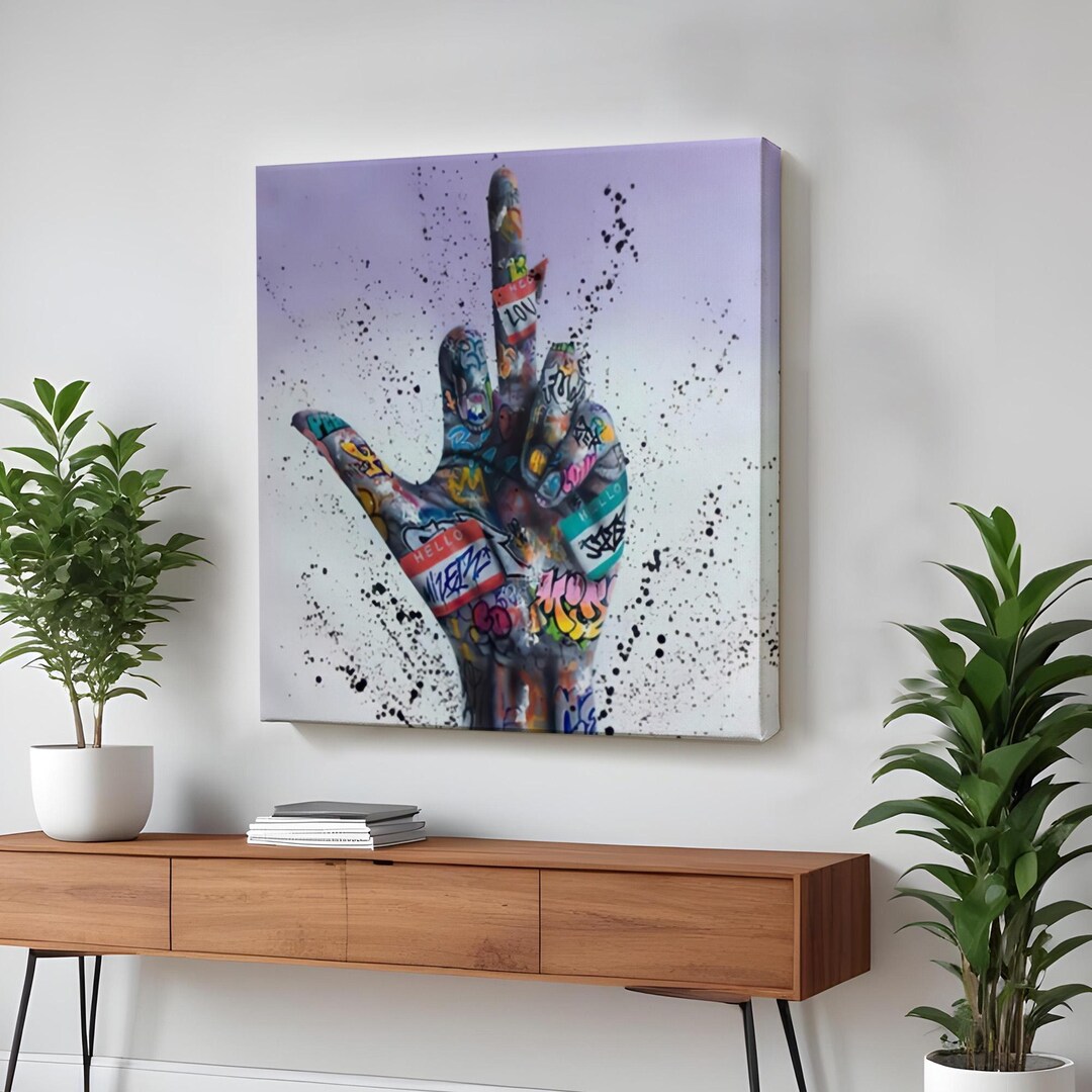 Middle Finger Movement Street Art, Canvas Print, Graffiti Middle Finger ...
