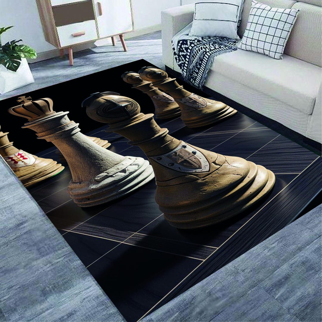 Crucifix Themed Chess Pieces Rug,chess Rug,checkmate Rug,religious ...
