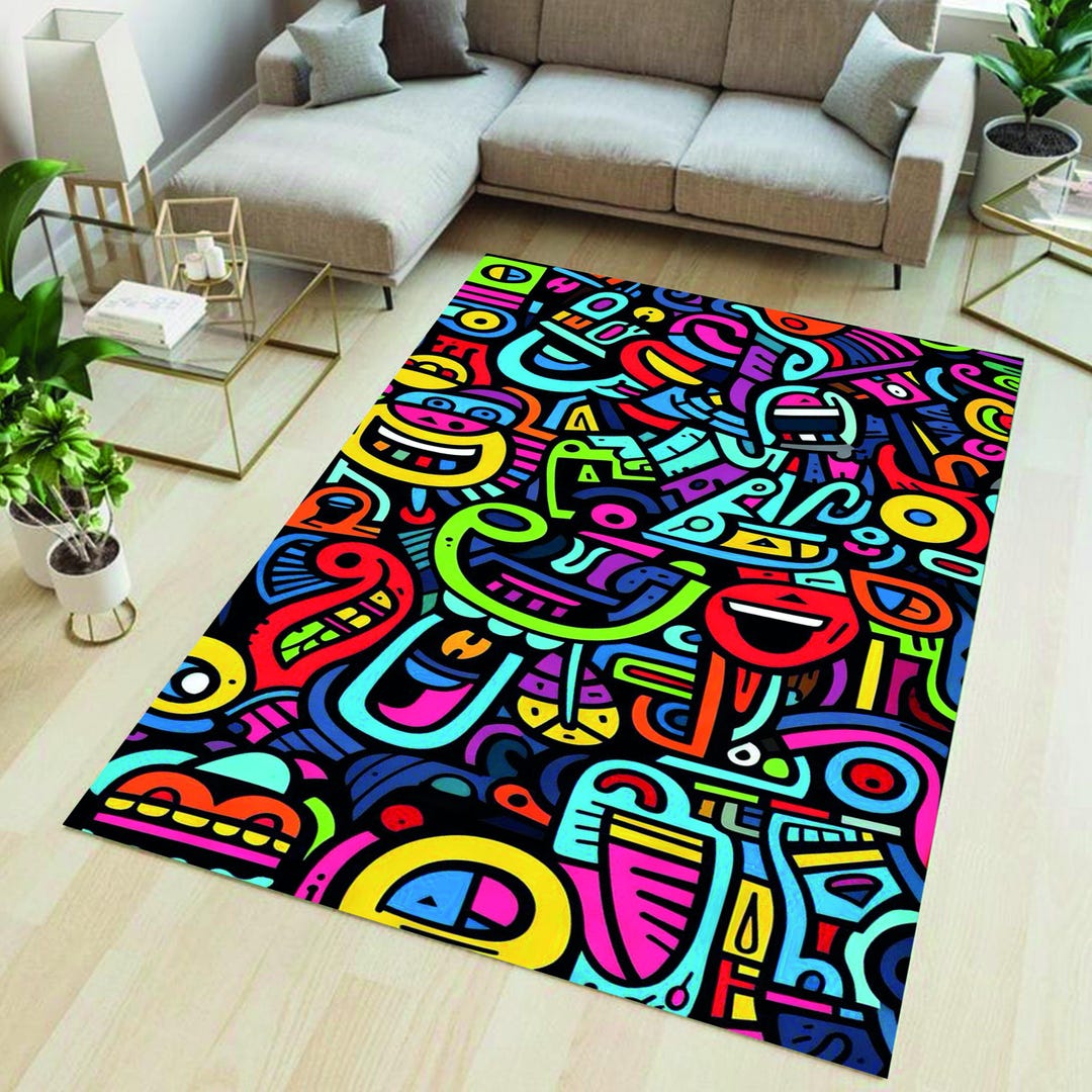 Emoji Rug,smile Rug,multicolor Rug,pop Art Rug,graphic Design Rug ...