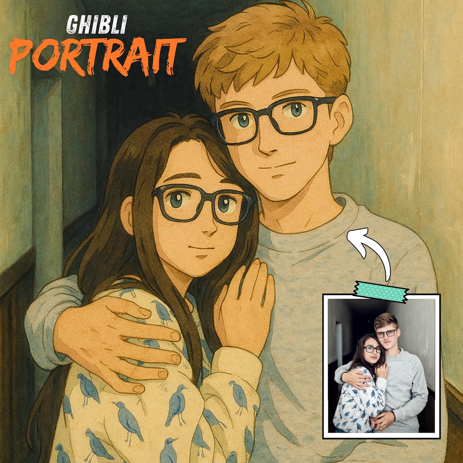 Ghibli Style Portrait From Photo, Custom Anime Illustration, Cartoon ...