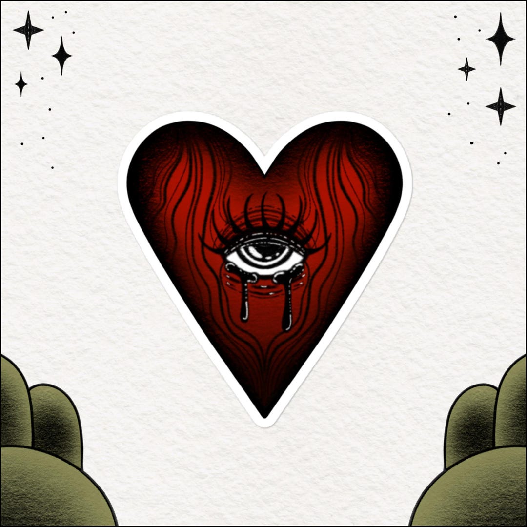 Crying Heart Sticker - Etsy