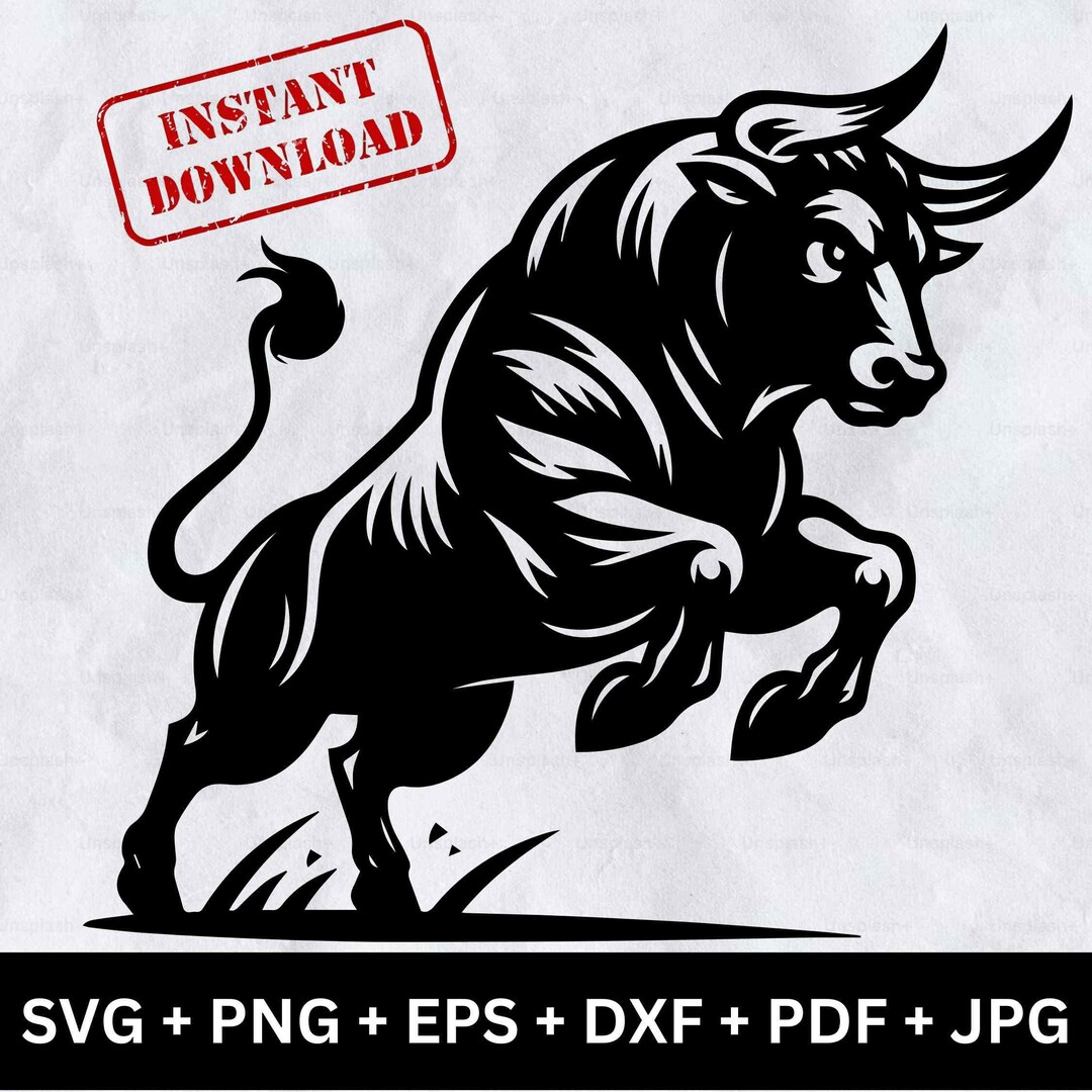 Bull SVG Clipart PNG Digital Download Charging Bull Cut File Tattoo ...