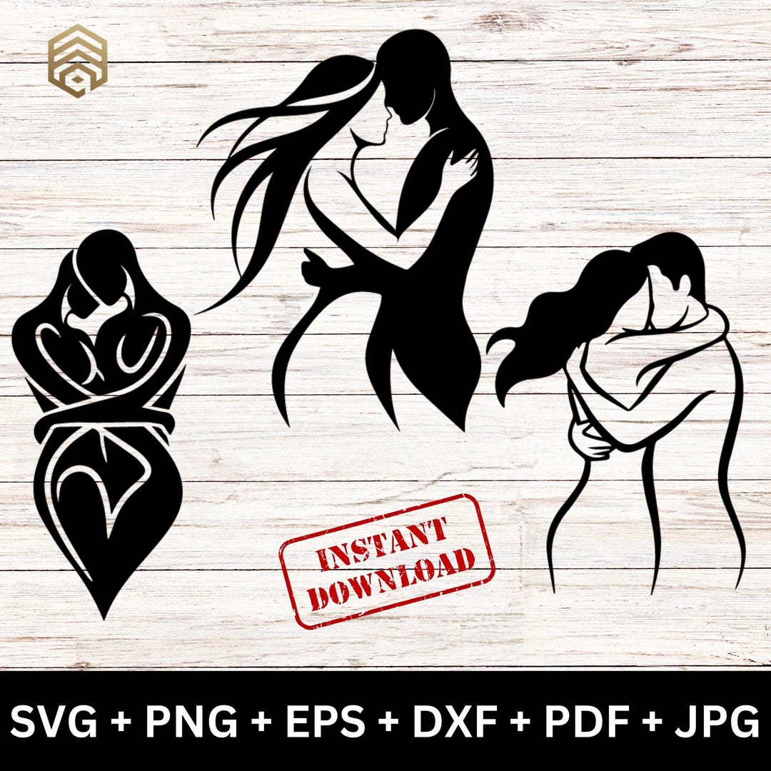 Romantic Couple SVG PNG Digital Download Love Hug Clipart Valentines ...