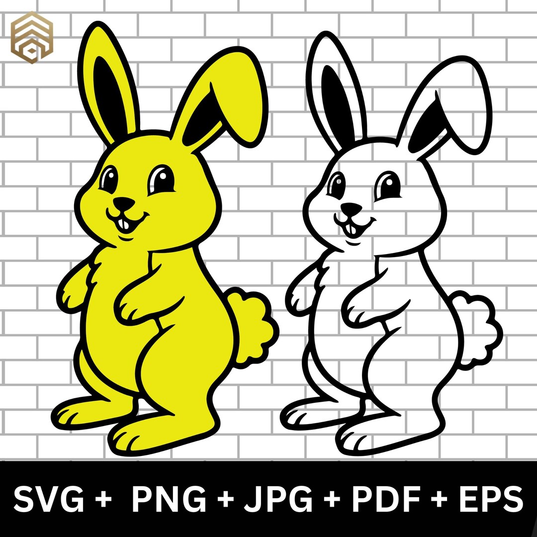 Easter Bunny Outline SVG Bunny Silhouette Rabbit Vector Cricut Cut File ...