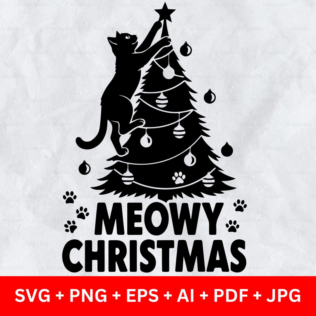 Meowy Christmas Cat SVG – Funny Holiday Tree Design (digital Download ...