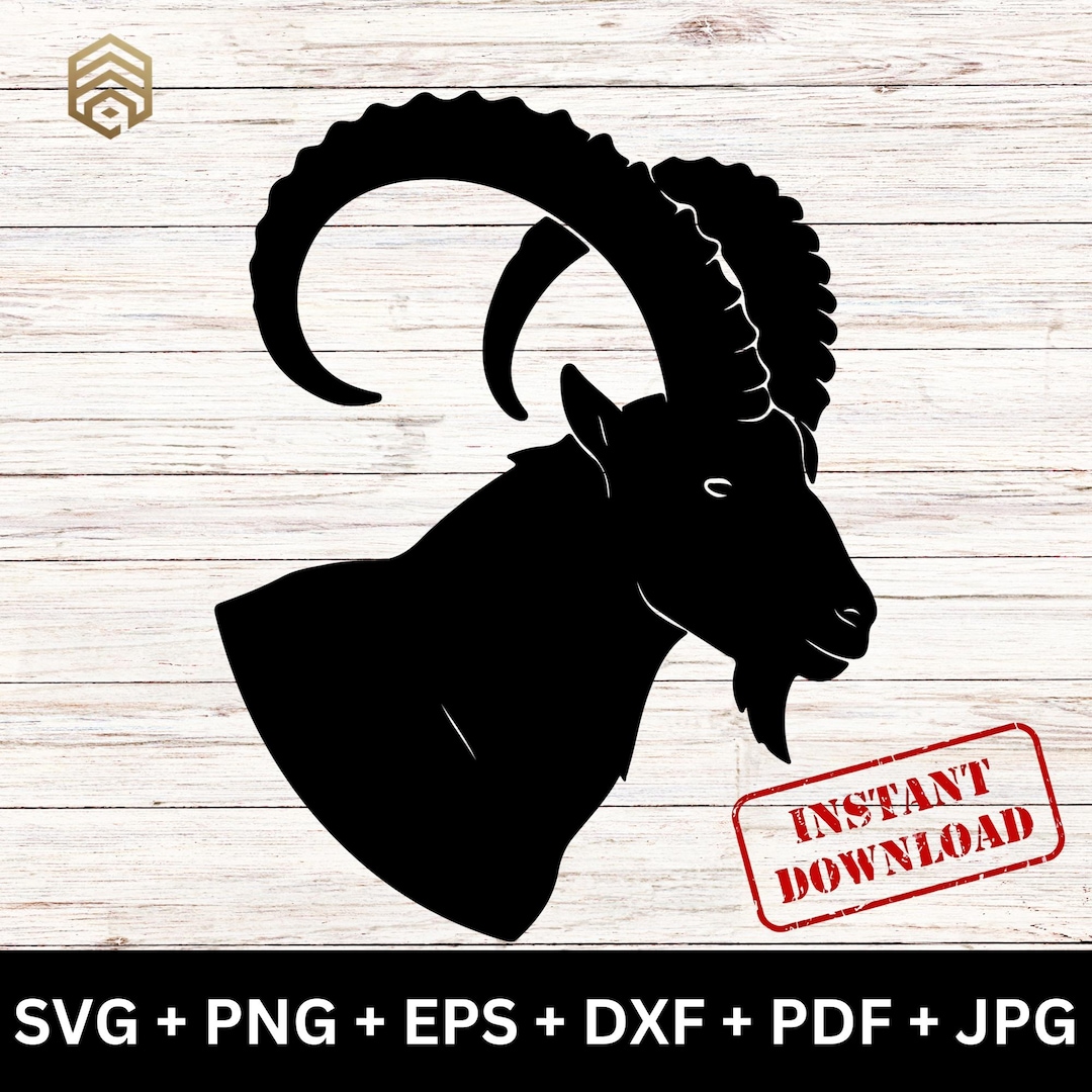 IBEX Head SVG Clipart Digital Download PNG Wild Goat Silhouette Cut ...