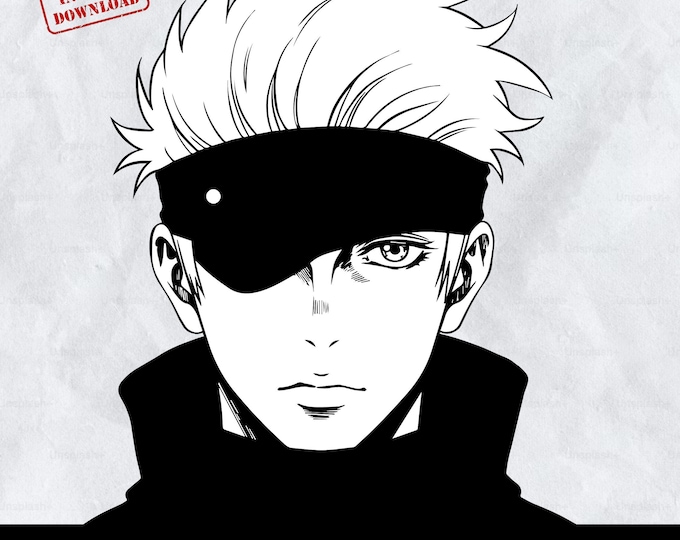 Chibi Gojo Satoru Jujutsu Kaisen Anime Manga Sign SVG Cute Outline ...