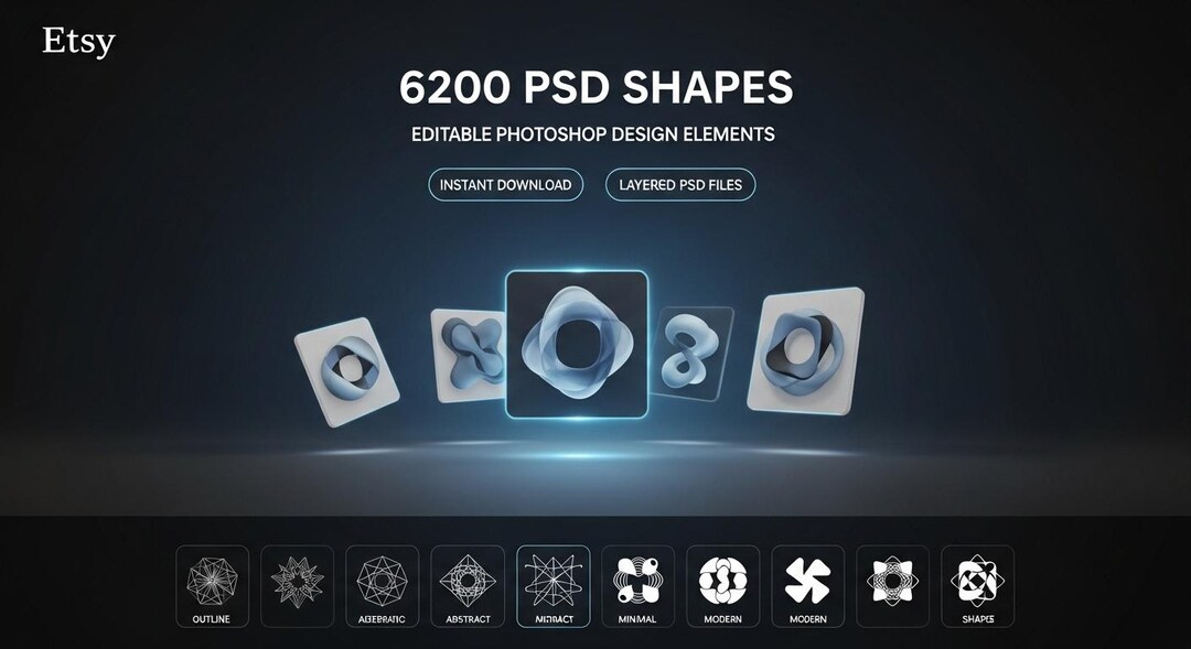 6200 Editable PSD Shapes | Design Assets (digital Download) - Etsy