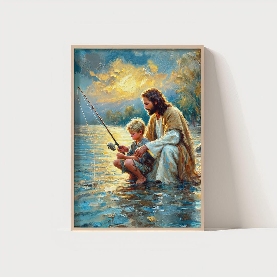 Fishing With Jesus –jesus Fishing, Bible Art, Faith-inspiring Christian ...