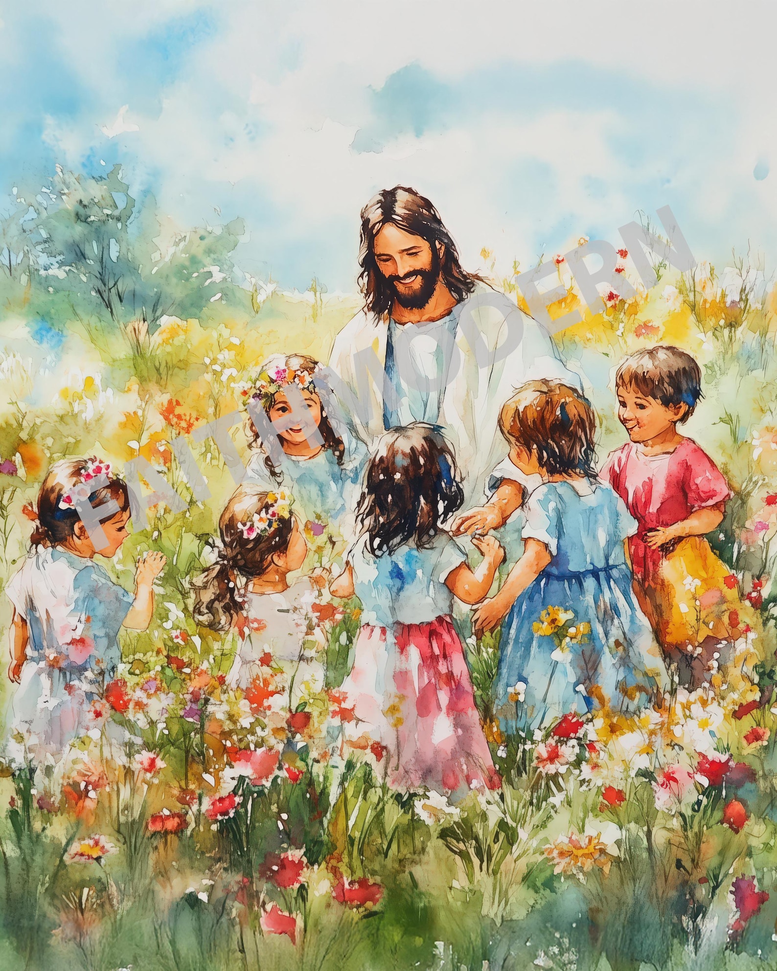 10 Digital Downloads of Jesus With Children | Jesus Teaching Kids ...