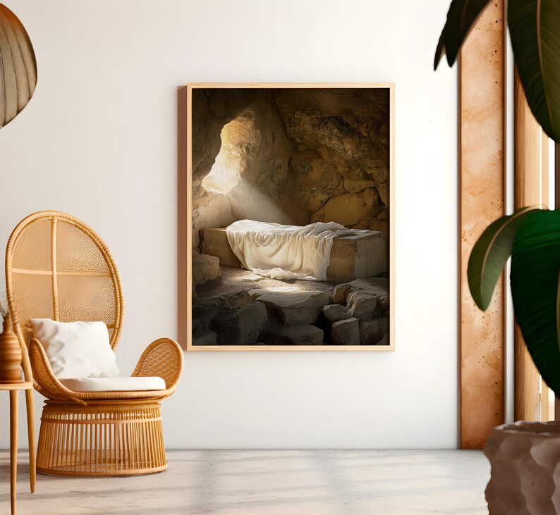 Empty Tomb Printable | He is Risen Wall Art | Christian Easter Decor ...