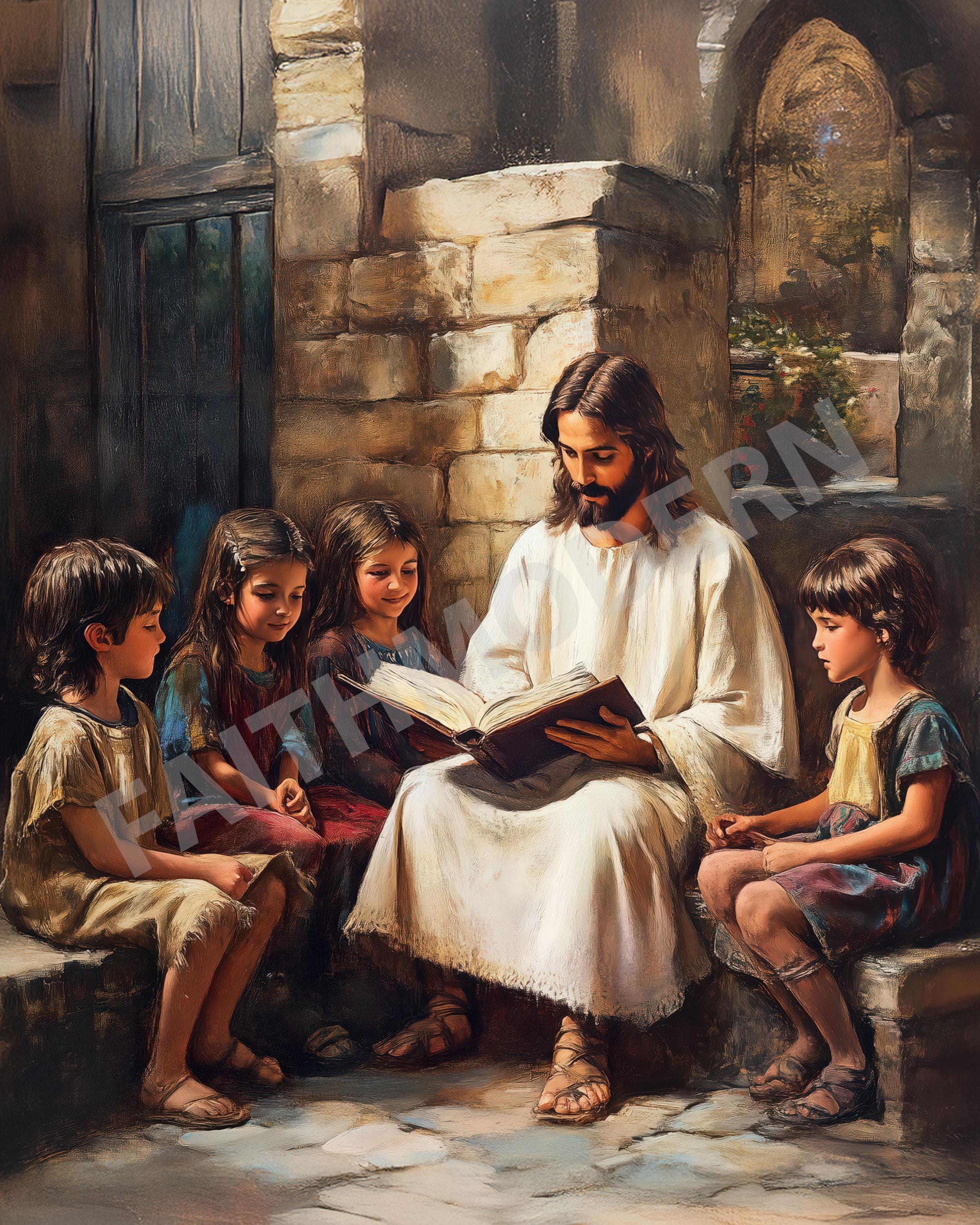 10 Digital Downloads of Jesus With Children | Jesus Teaching Kids ...