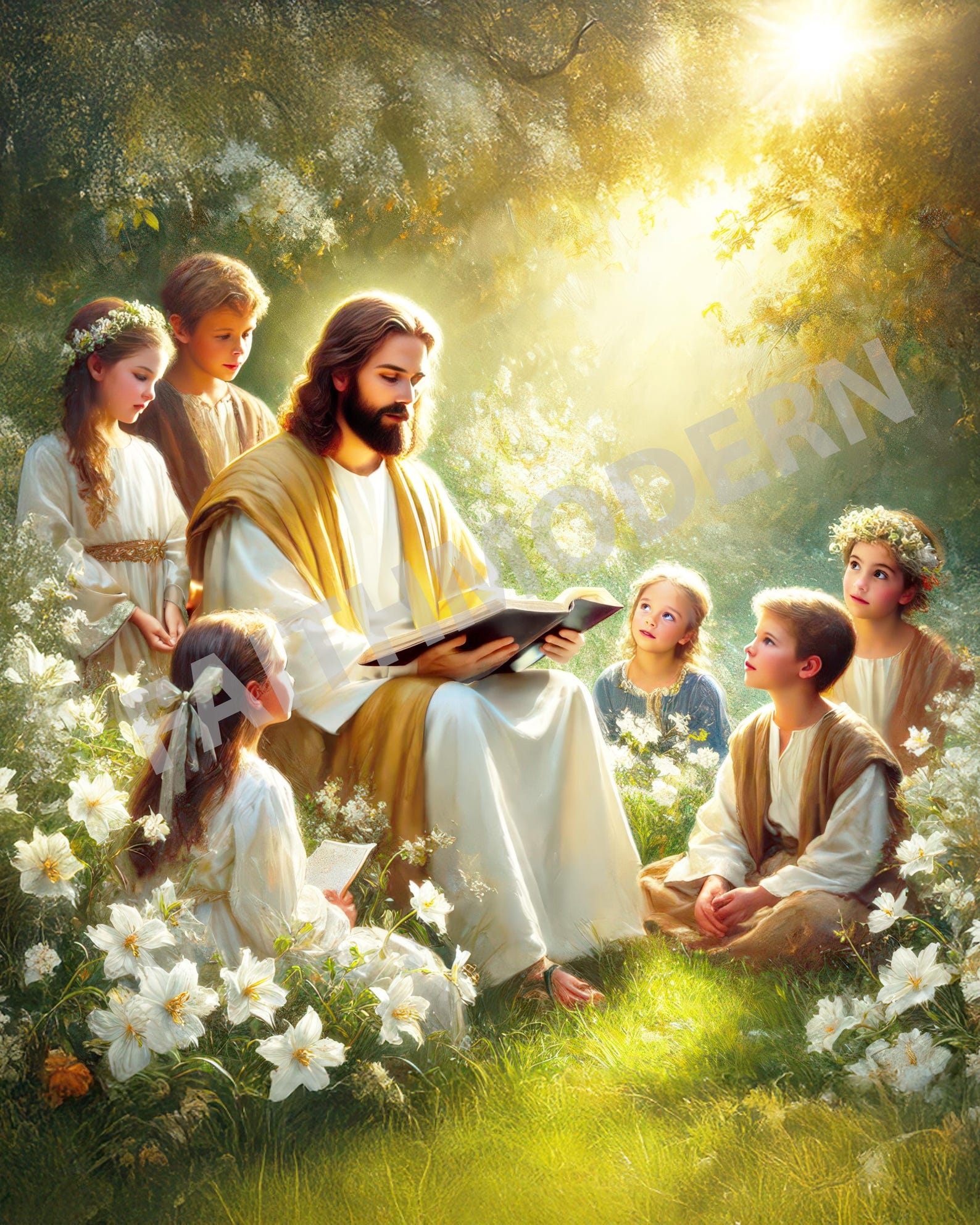 10 Digital Downloads of Jesus With Children | Jesus Teaching Kids ...