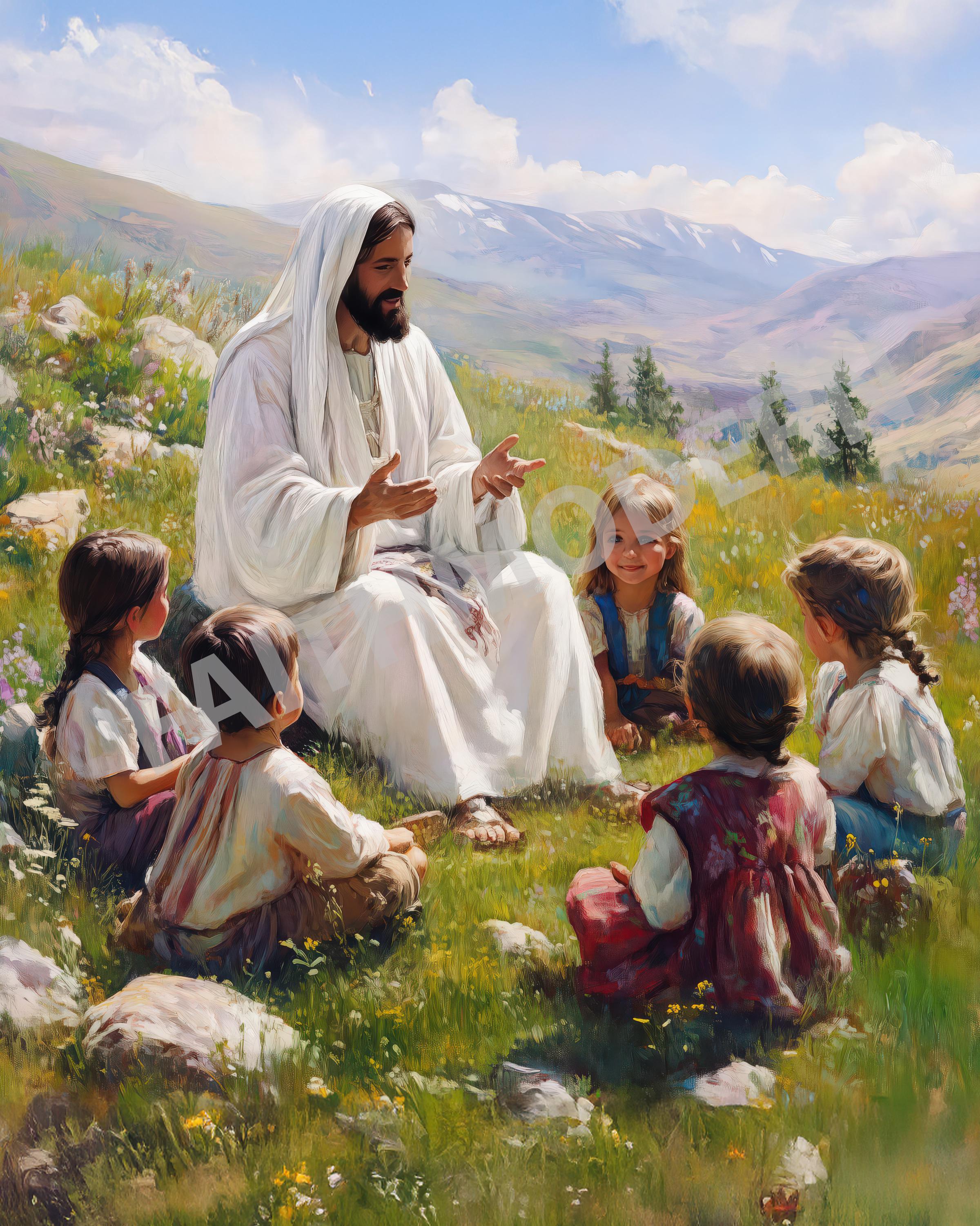 10 Digital Downloads of Jesus With Children | Jesus Teaching Kids ...