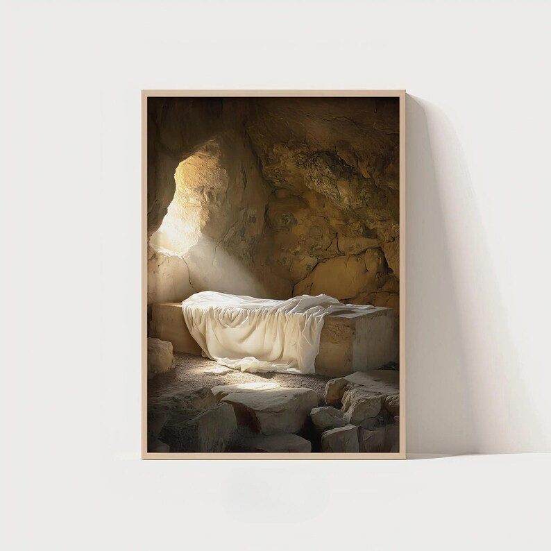 Empty Tomb Printable | He is Risen Wall Art | Christian Easter Decor ...