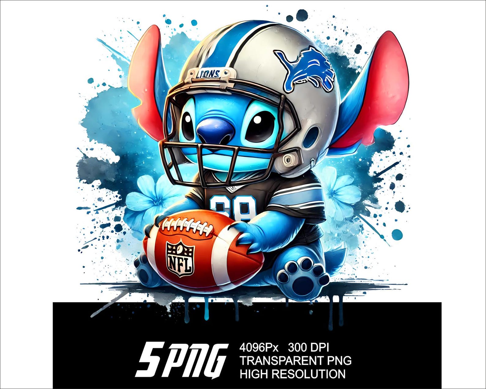 5 PNG Stitch Football Lions Design Splash Lions Stitch Png High ...