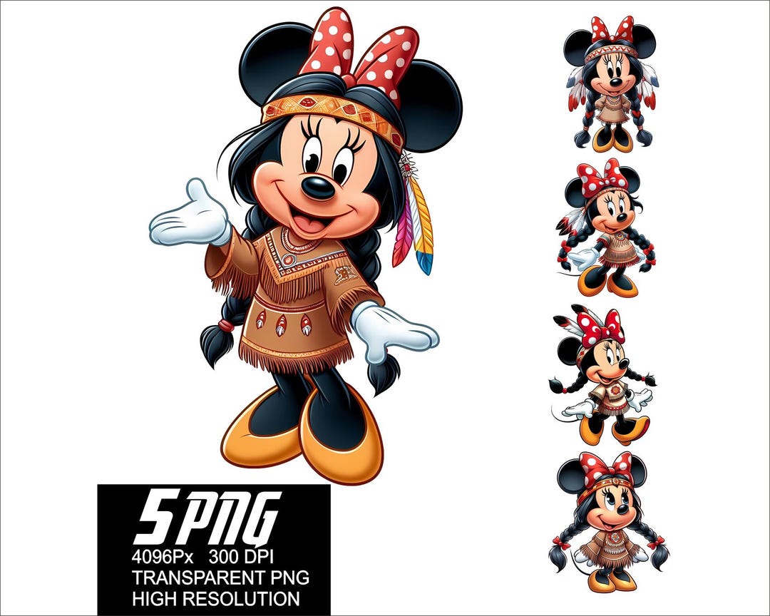 Minnie Mouse Native Girl PNG: High-resolution Digital Designs (4096px ...