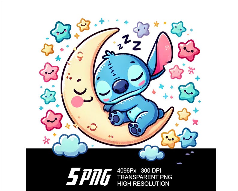 5 PNG Stitch Baby Sleeping Moon Design Stitch High High Resolution ...