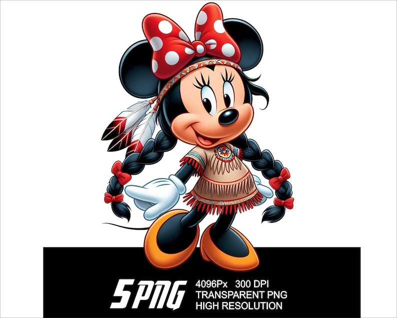 Minnie Mouse Native Girl PNG: High-resolution Digital Designs (4096px ...