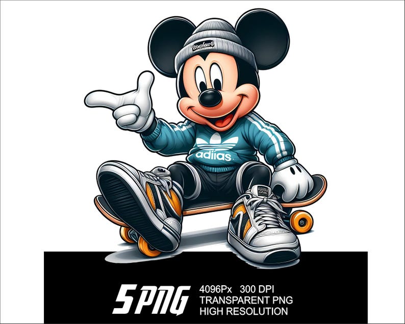 Mickey Skateboard PNG Designs, Mouse Streetwear (digital Download) - Etsy