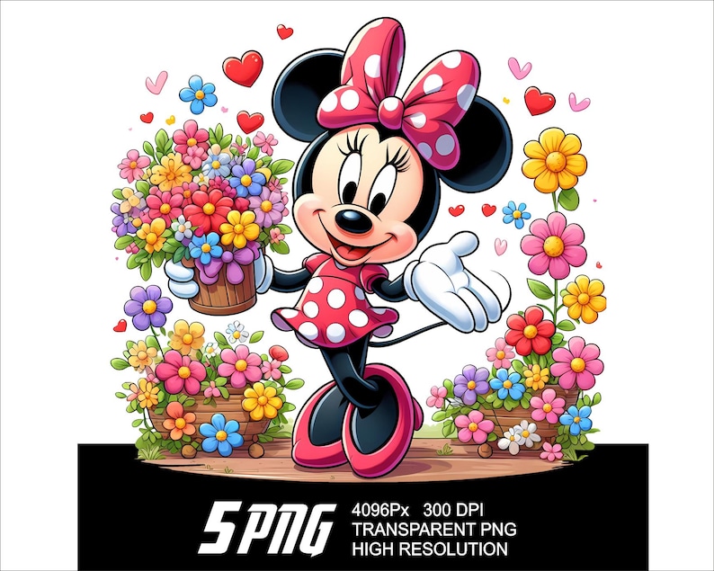 Minnie Mouse Flowers PNG: High-resolution Designs (digital Download) - Etsy