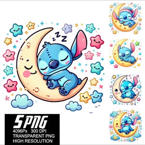 5 PNG Stitch Baby Sleeping Moon Design Stitch High High Resolution ...