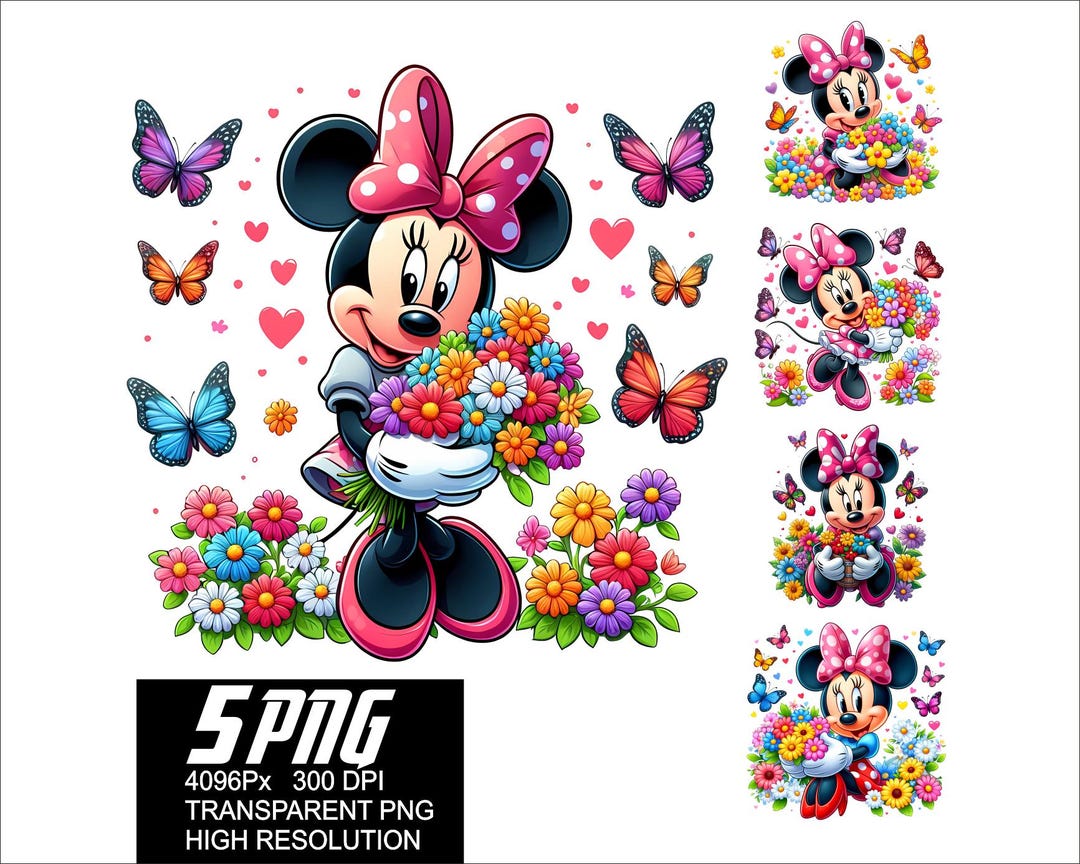 5 PNG Minnie Flowers Design Mouse Flowers High Resolution 4096px ...