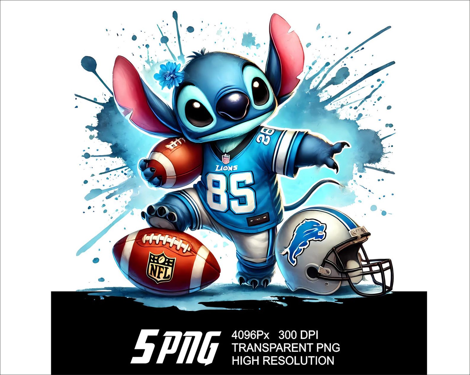 5 PNG Stitch Football Lions Design Splash Lions Stitch Png High ...