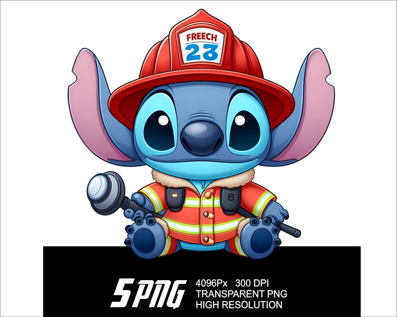5 PNG Stitch Fireman Design Hero Firefighter Stitch Png High Resolution ...