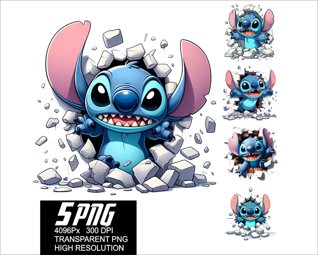 5 PNG Stitch Coming Out of the Wall Design Clipart High Resolution ...