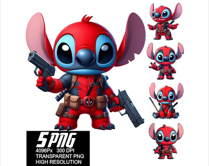 5 PNG Stitch Super Hero Png Stitch Splash and Watercolor Png Stitch ...