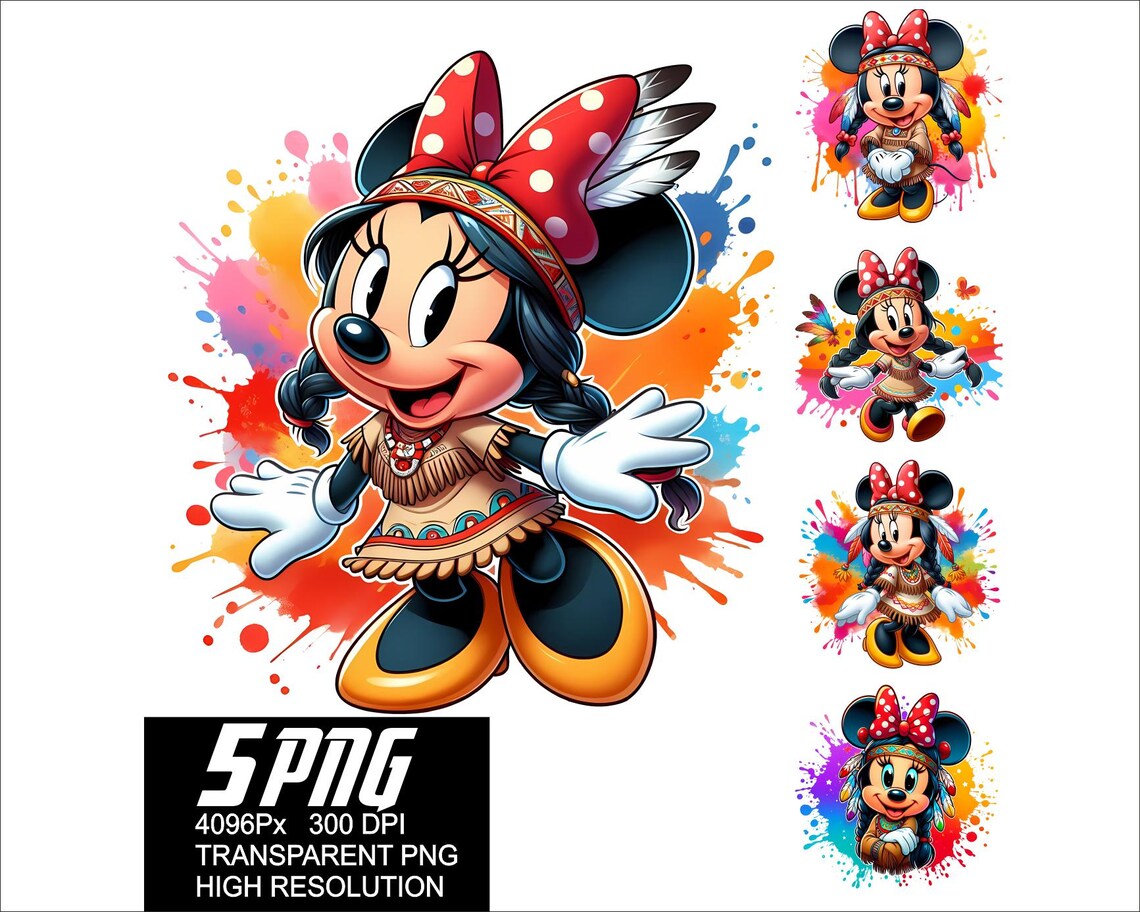 5 PNG Minnie Native Indian Girl Design Mouse Native High Resolution ...