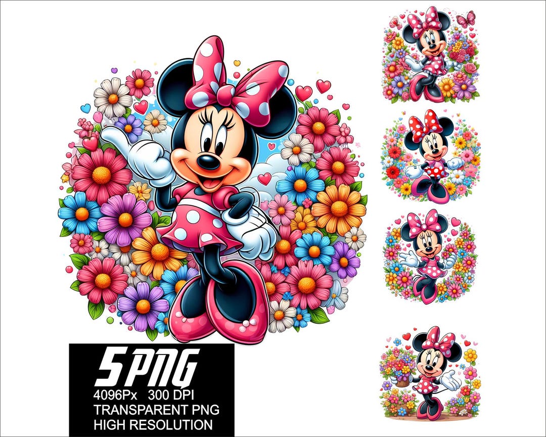 5 PNG Minnie Flowers Design Mouse Flowers High Resolution 4096px ...