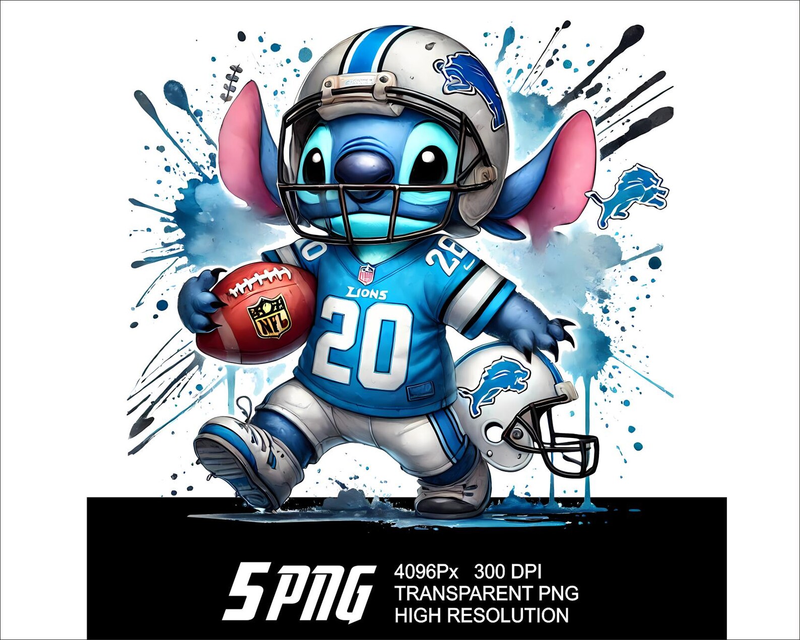 5 PNG Stitch Football Lions Design Splash Lions Stitch Png High ...