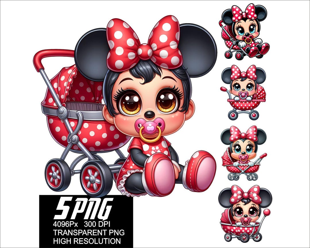 5 PNG Minnie Baby Stroller Design Mouse Baby High Resolution 4096px ...