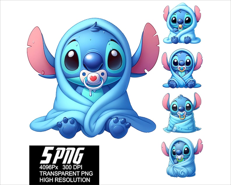 5 PNG Stitch Baby Boy Towel Design Stitch Baby High Resolution 4096px ...