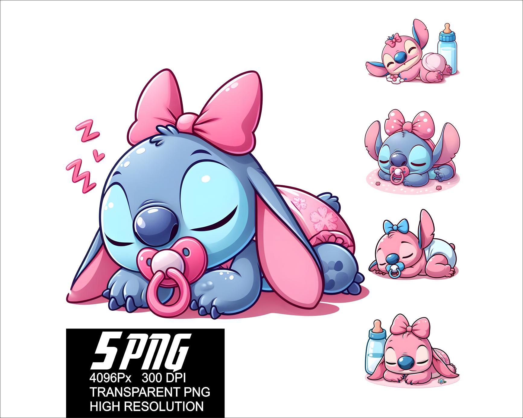 5 PNG Stitch Baby Sleep Design Girl Stitch Sleep Angel High Resolution ...