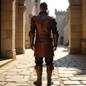 Genuine Leather Armor Vest | Men’s Brown Leather Cuirass With Shoulder ...
