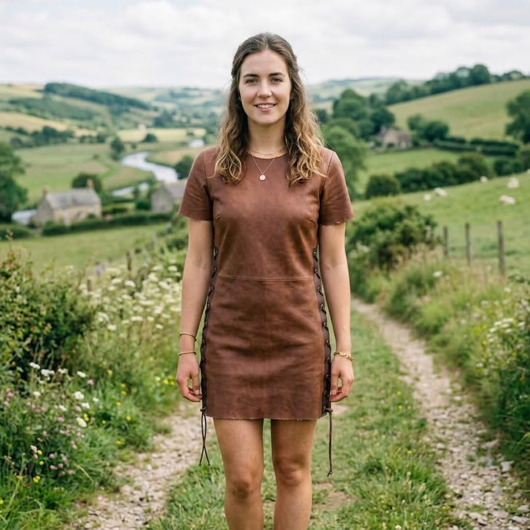 Kurzarm Lederkleid, seitliche Spitze Mini Outfit, lässige ...