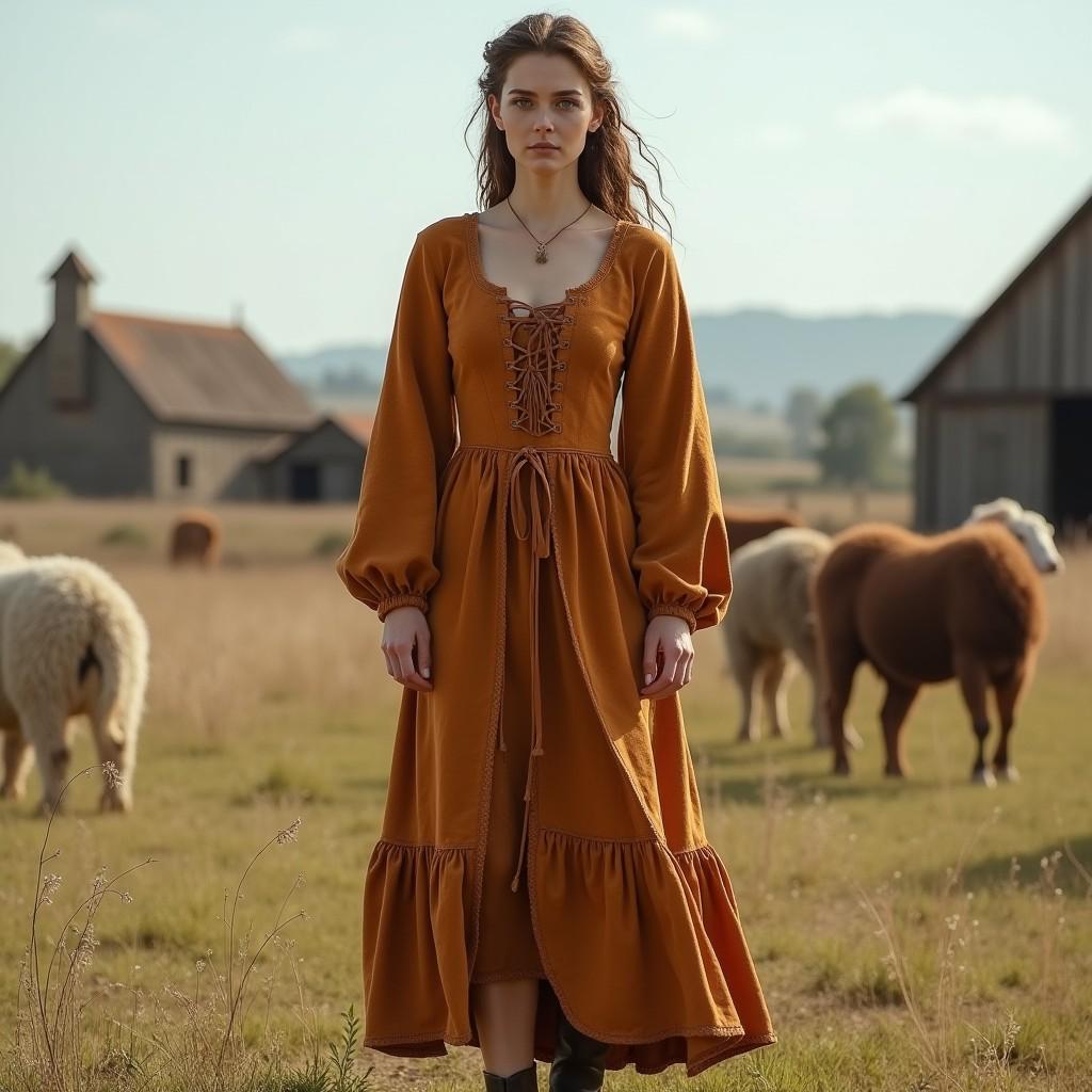 Vibrant Mustard Yellow Renaissance Dress | Lace-up Front Medieval Dress ...
