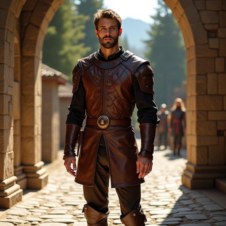 Genuine Leather Armor Vest | Men’s Brown Leather Cuirass With Shoulder ...