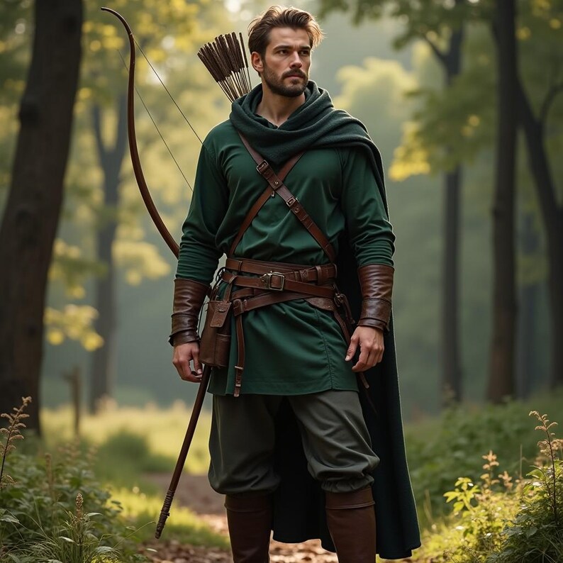 Men's Archer Costume | Medieval Hunter Outfit | Renaissance Fair Green ...