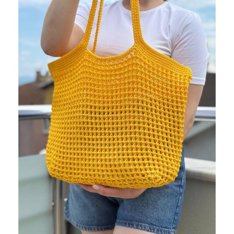 Detailed Crochet Mesh Tote Bag Pattern PDF - Sunny Mesh Bag, Summer ...
