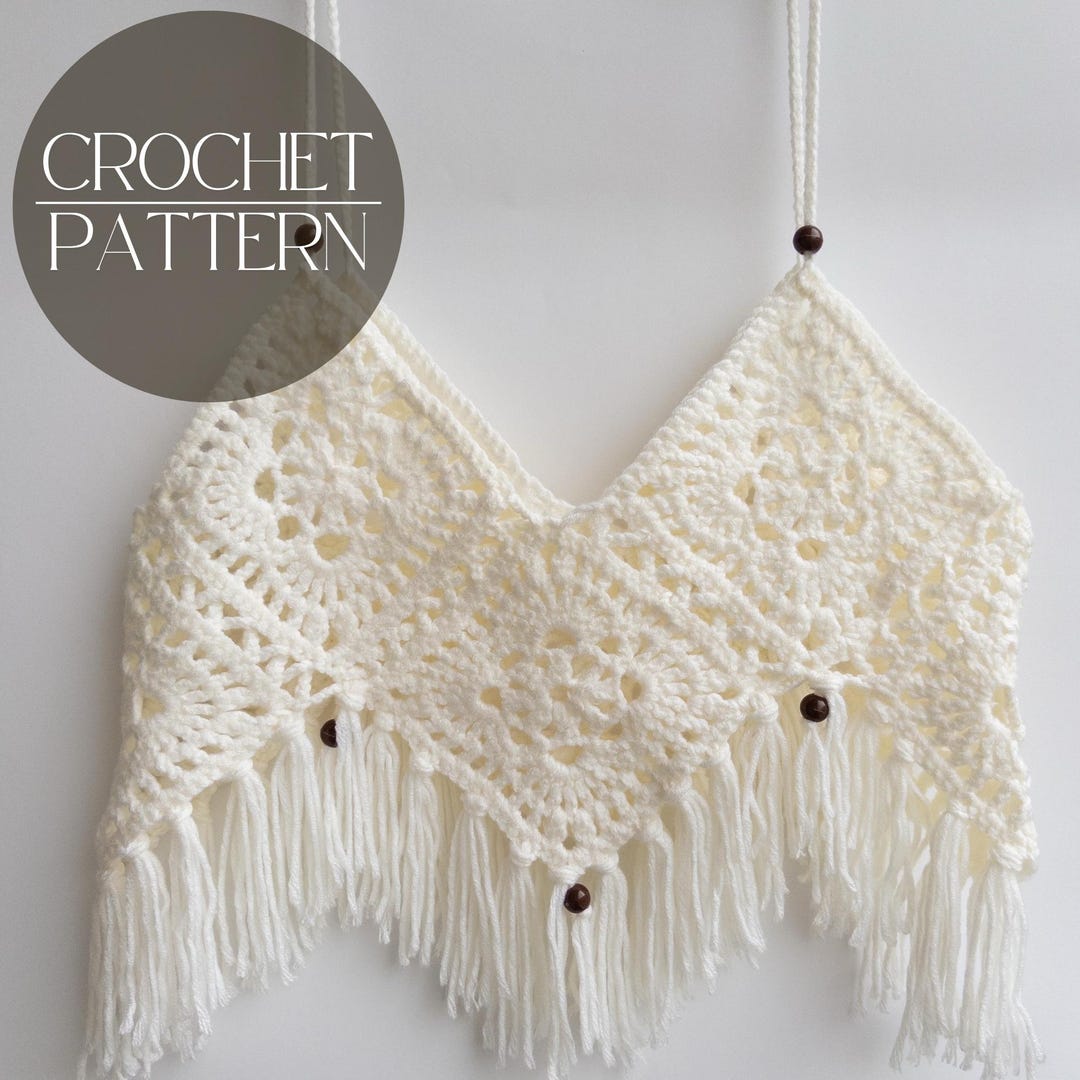 Boho Crochet Crop Top Pattern – Detailed Fringe Design (PDF Digital ...