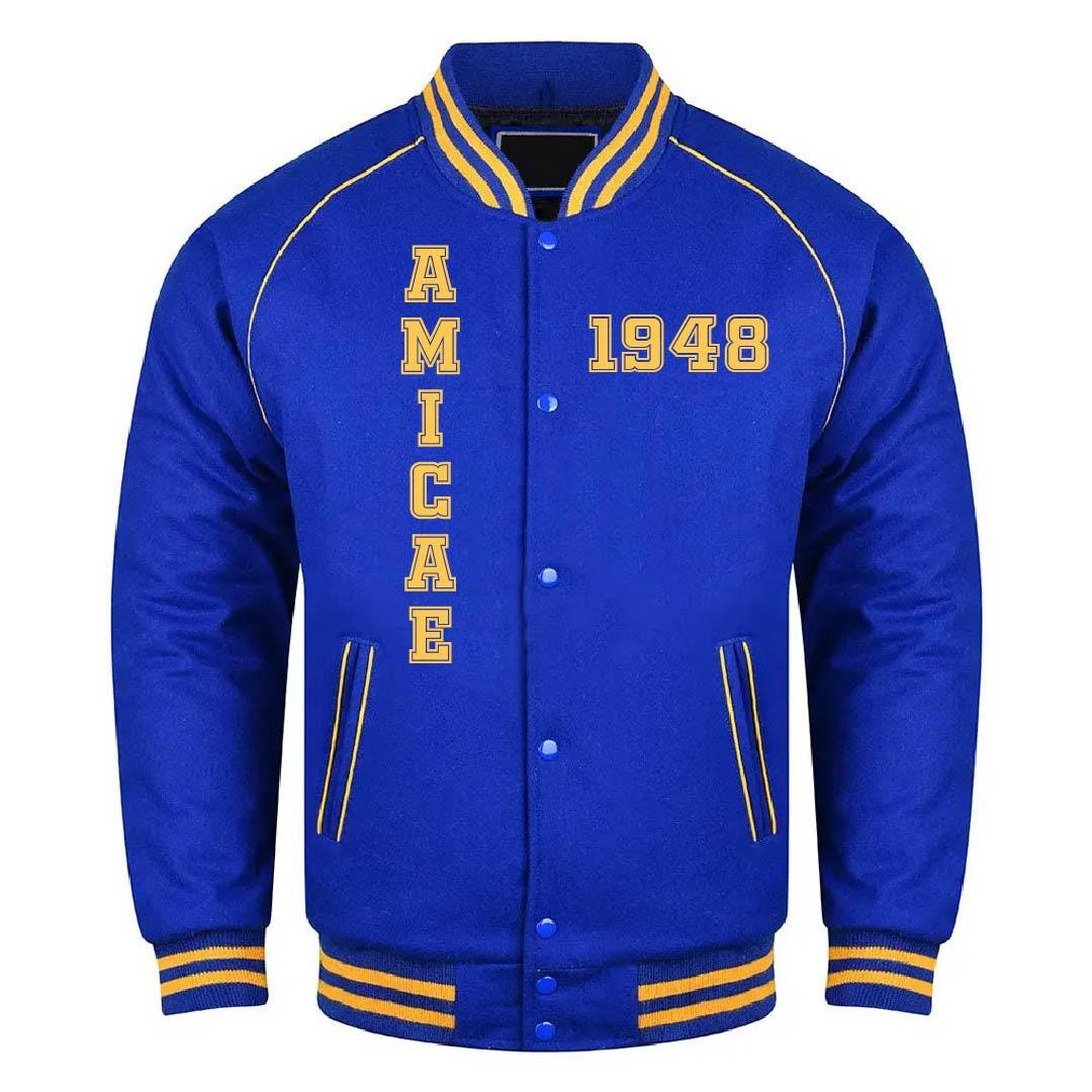Zeta Amicae Sorority Varsity Jacket Embroidered amicae & 1948 Front, to ...