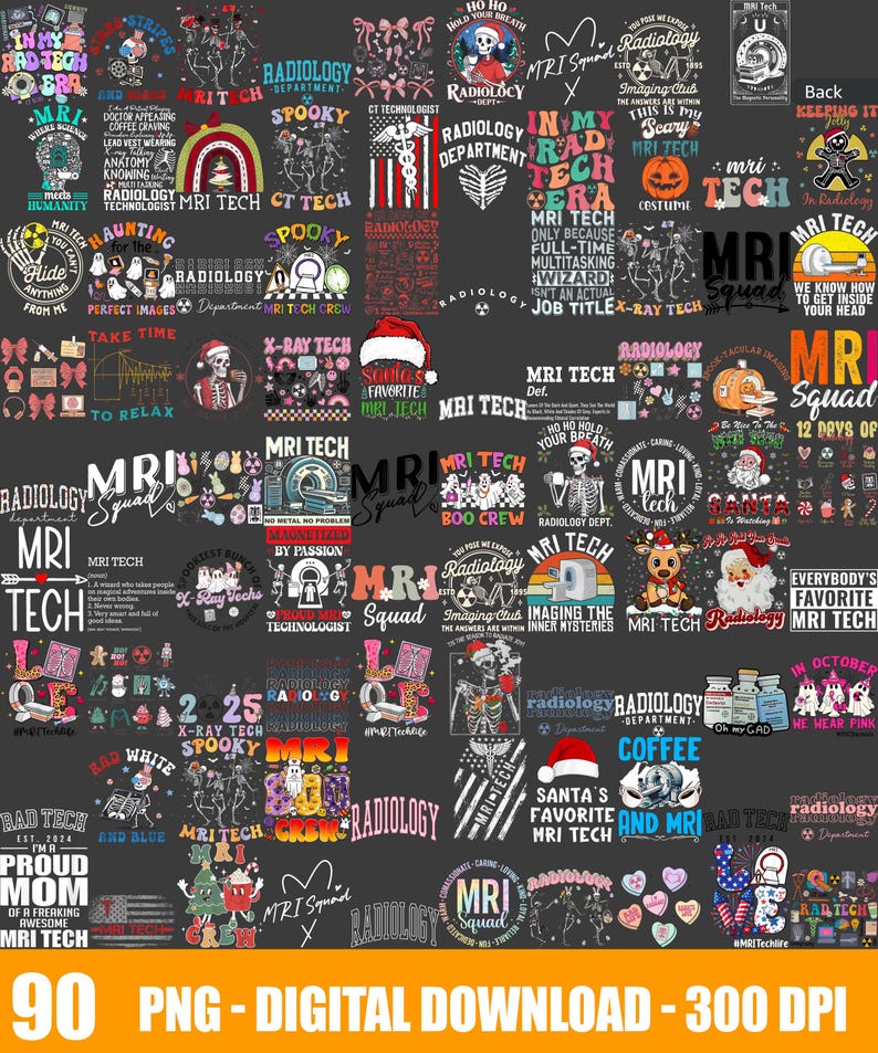 MRI Tech Png Bundle, MRI Png, MRI Technologist Png, Retro Groovy Floral ...