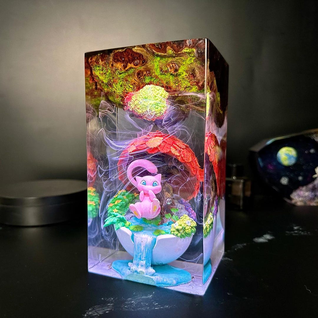 Mew Resin Lamp Gifts, P.oke\mon Decor, Custom Night Light, Christmast ...