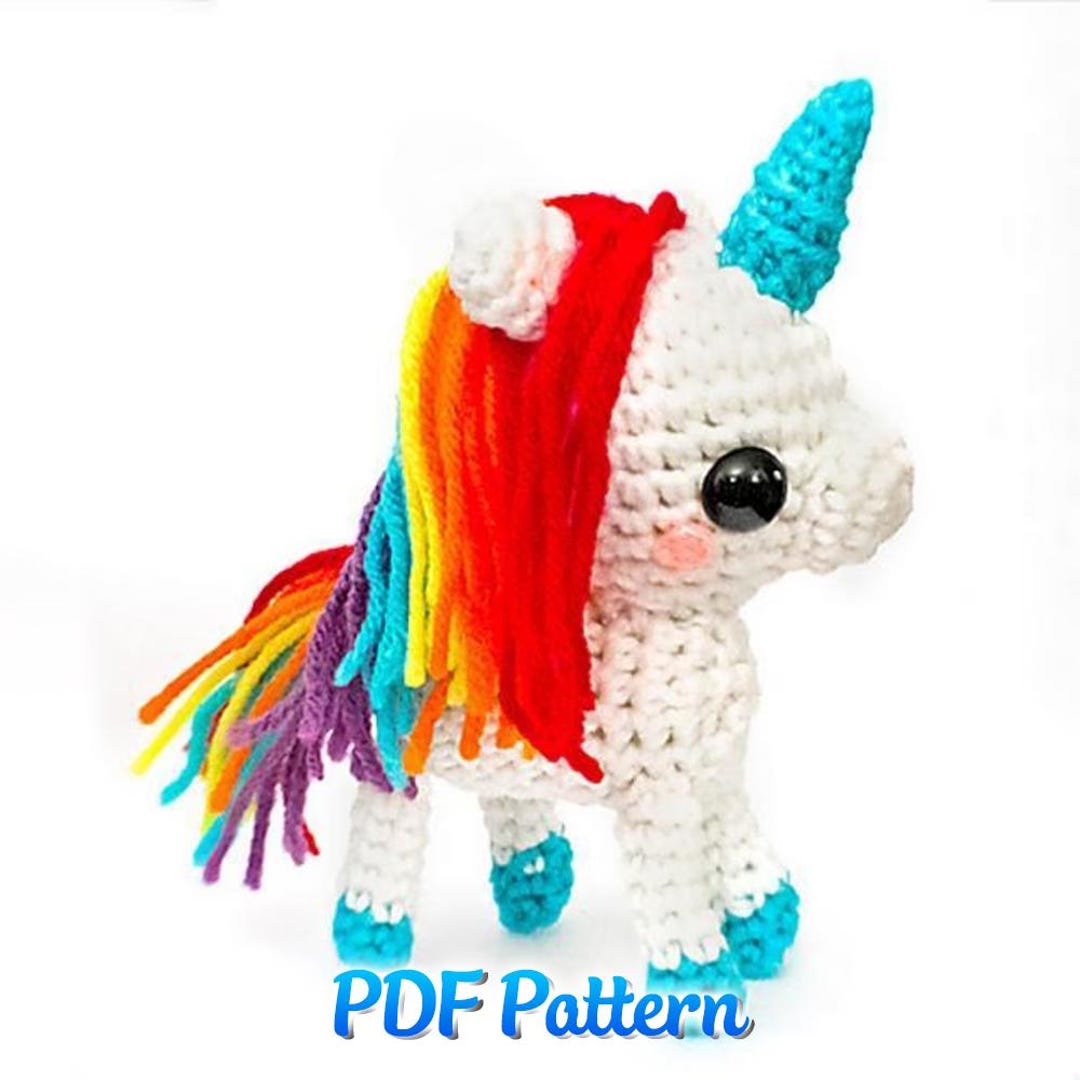 Rainbow Unicorn Crochet Pattern PDF, Digital Download, Colorful Fantasy ...