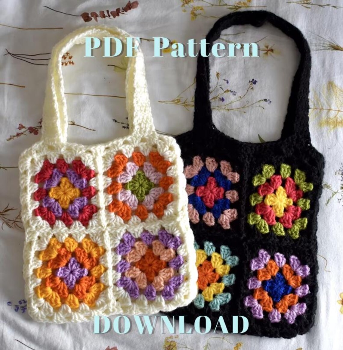 Granny Squares Tote Bag Pattern, Free Crochet PDF, Digital Download ...