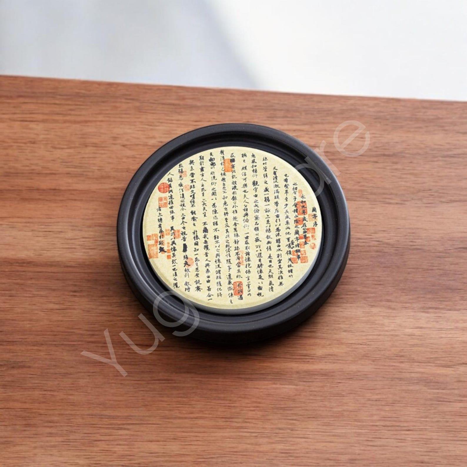 Japanese Round Tea Coasters Set - Traditional Wooden Tea Coasters for ...
